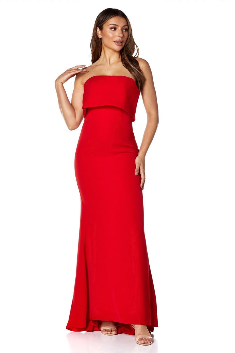 Jarlo's Blaze Strapless Maxi Dress With Bust Overlay in Red – Jarlo London